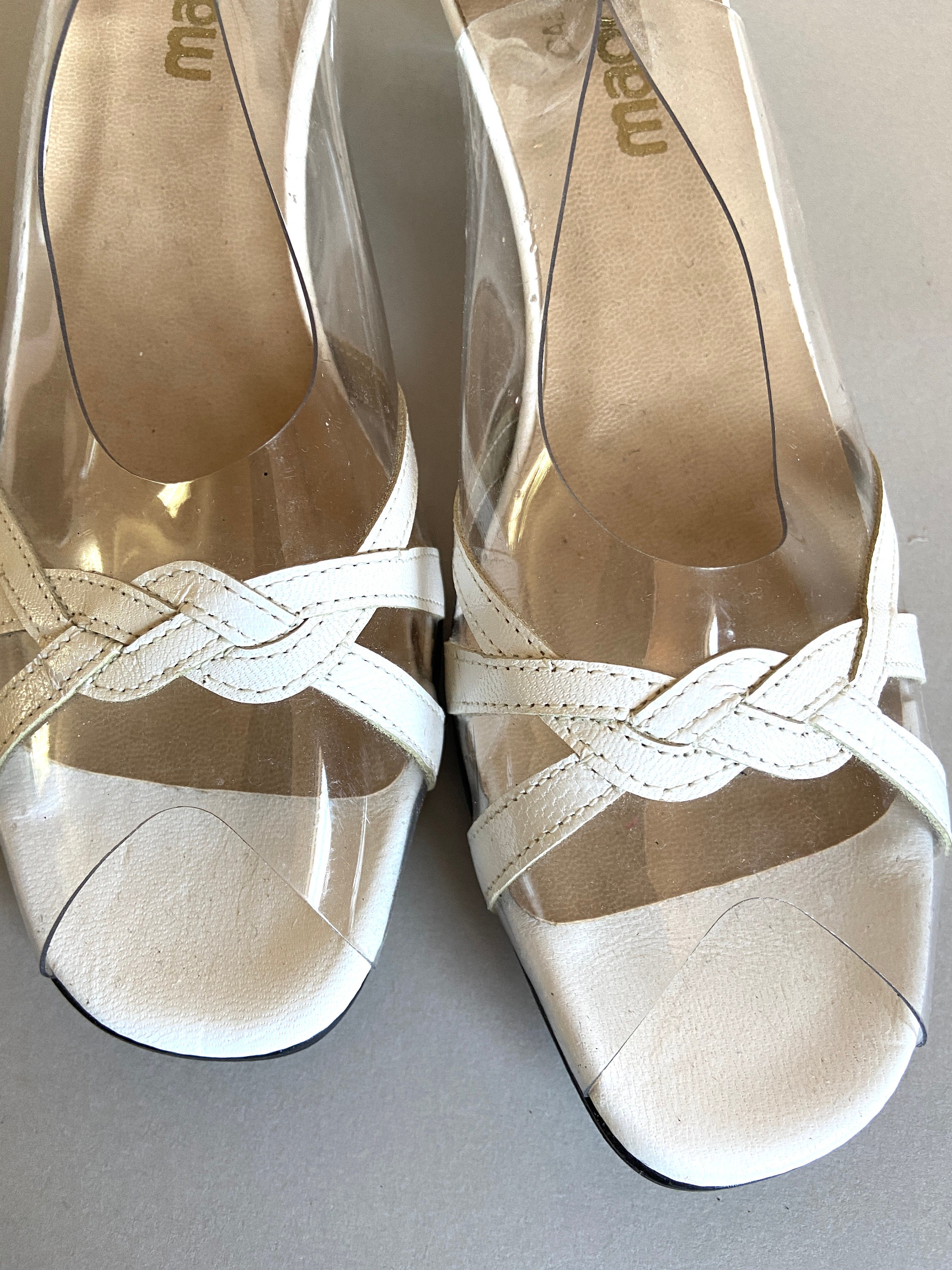 Vintage 70s California Magdesians White Leather Peep Toe Heels. Vintage ...