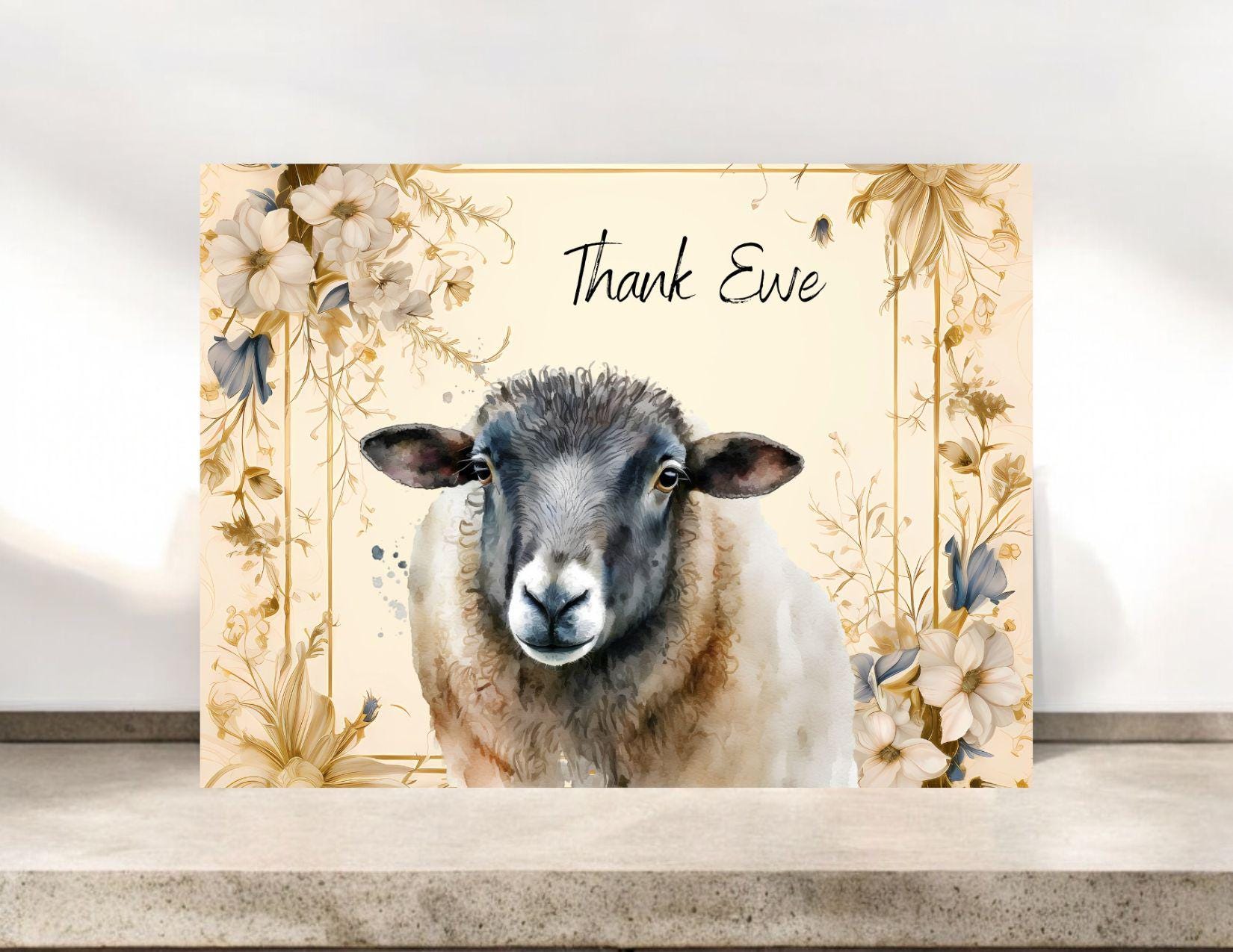 Thank Ewe Sheep Blank Notecards, Farm Style Thank You Cards With ...