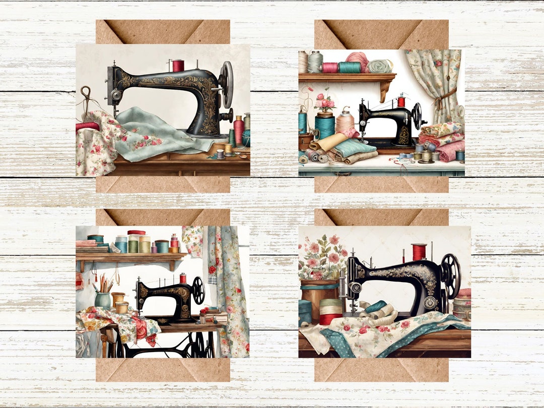 Vintage Sewing Blank Notecards With Envelopes, Gift for Her, Sewing ...