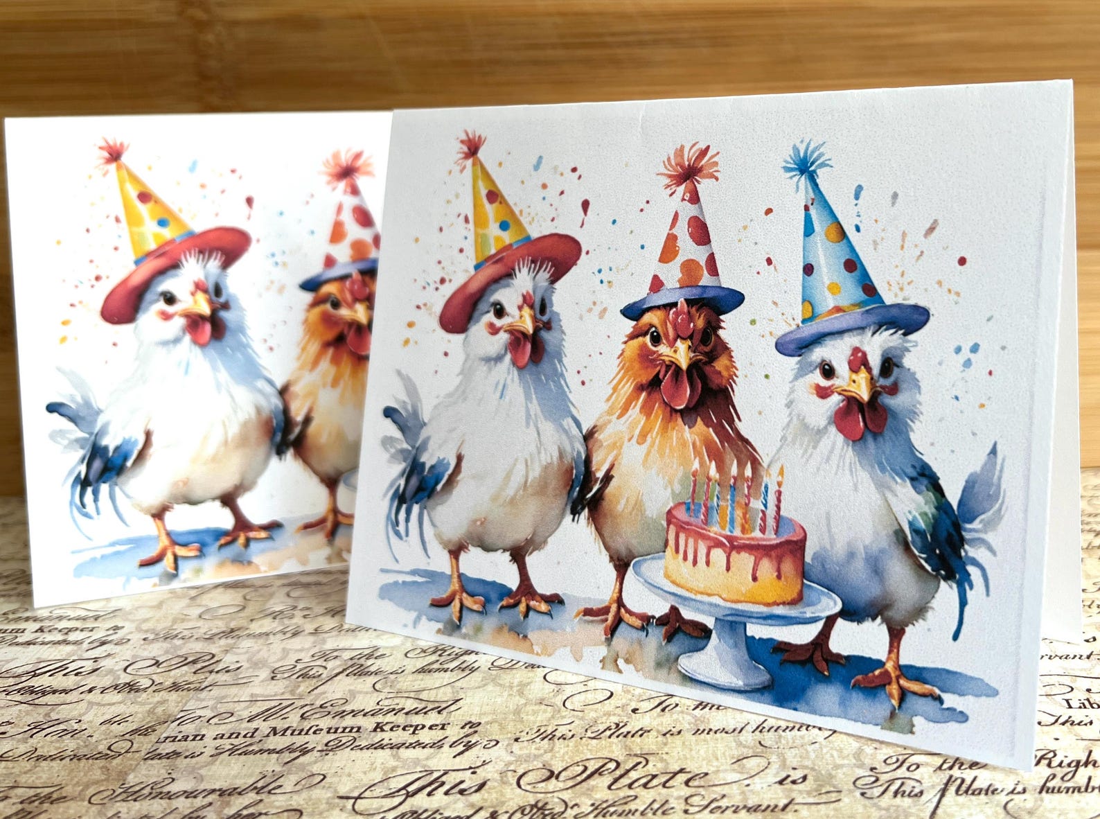 Funny Chicken Birthday Card, Silly Chickens With Party Hats and Cake ...