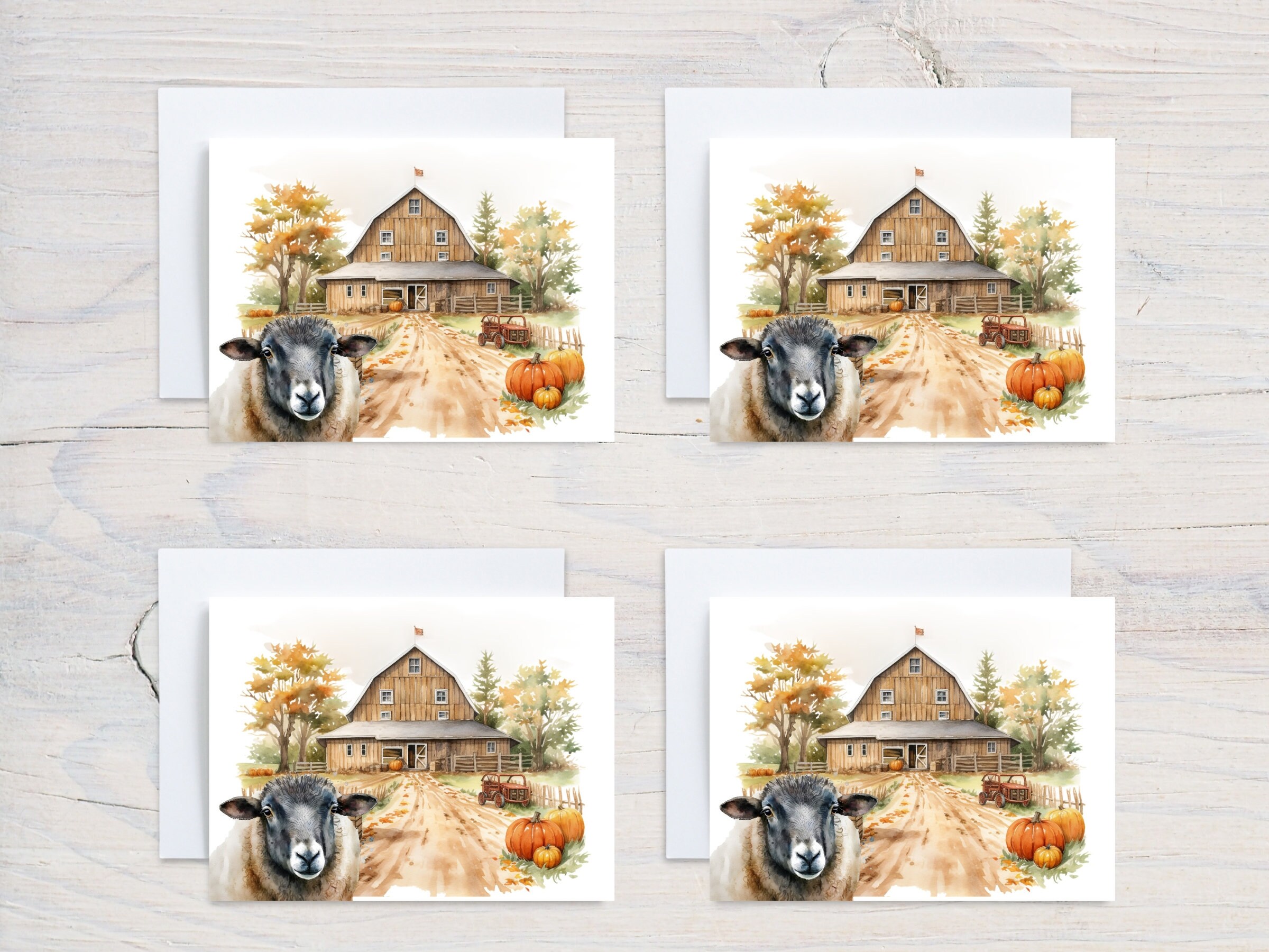 Wayward Sheep Set of Notecards With Envelopes, Blank Folded Notecards ...