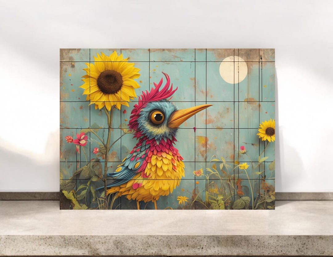 Whimsical Folk Art Bird Notecards, All Occasion Funky Bird Card Sets ...