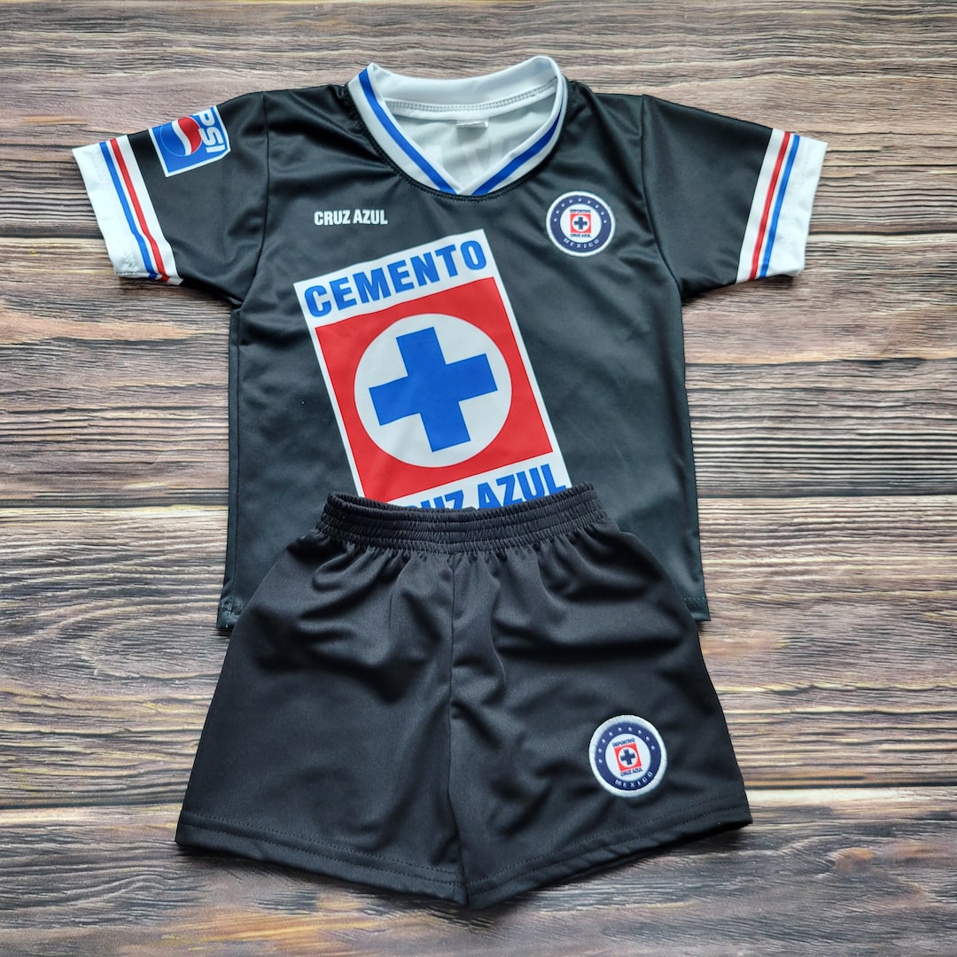 Cruz Azul Kids Jersey, Black Color Soccer Uniform, Soccer Outfit ...