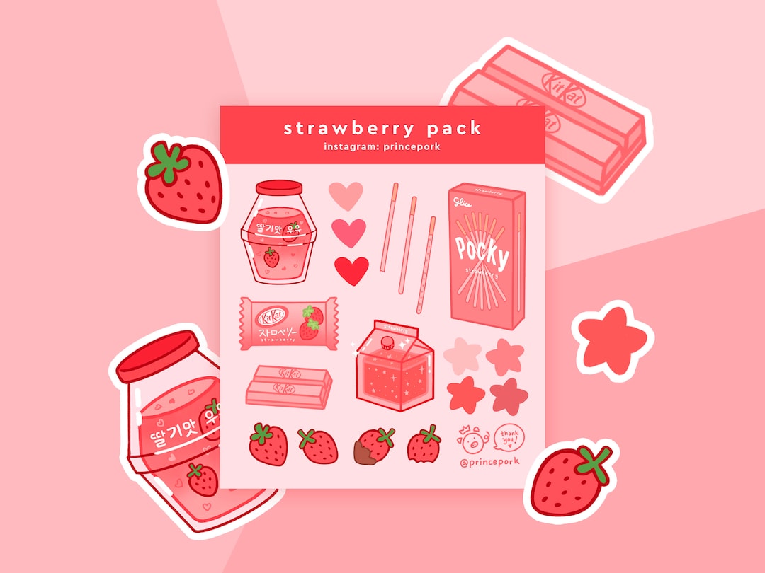 Cute Strawberry Digital Stickers | Digital Stickers | Goodnotes ...