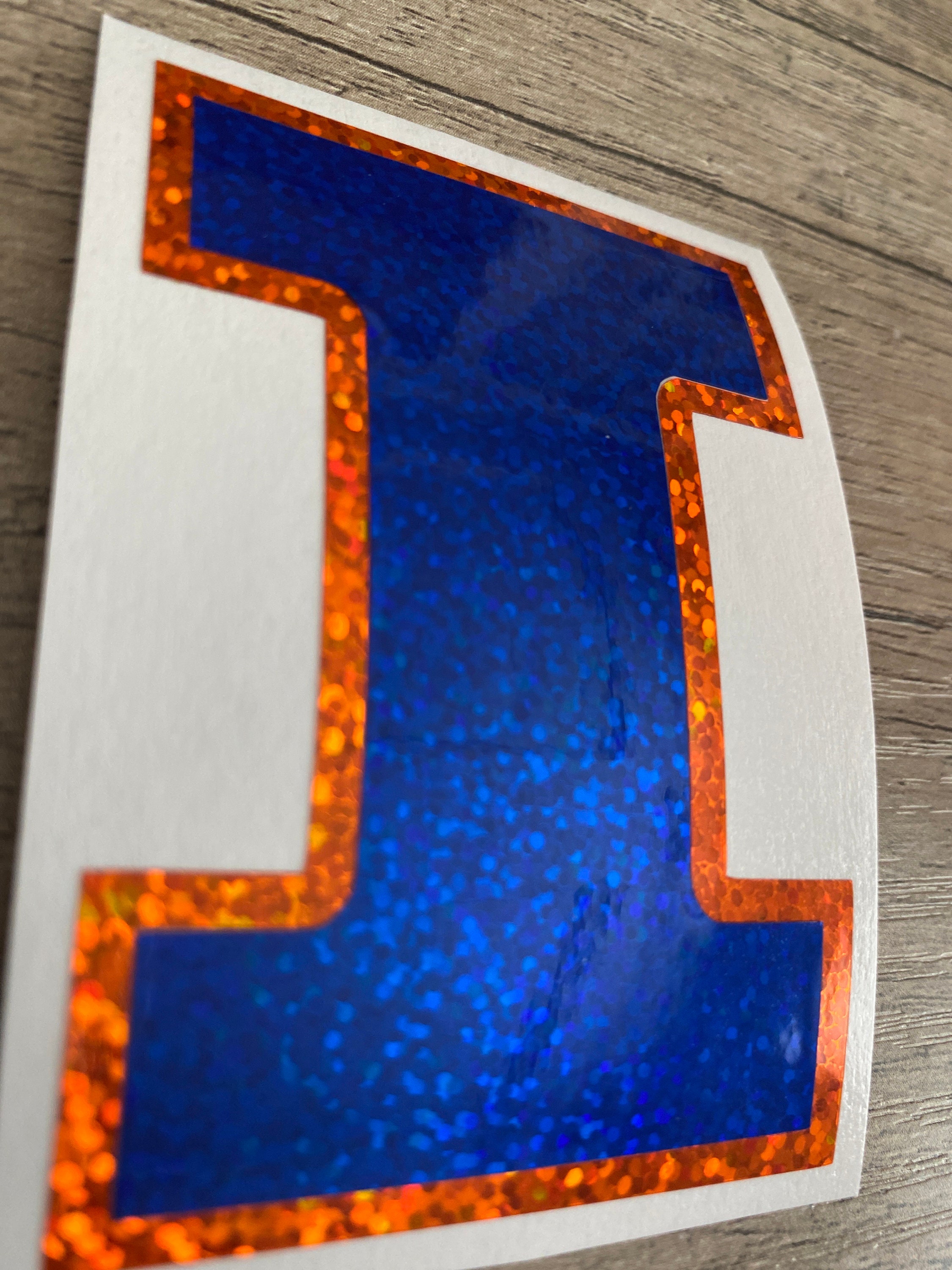 University of Illinois Fighting Illini Blue & Orange Glitter i Outline ...