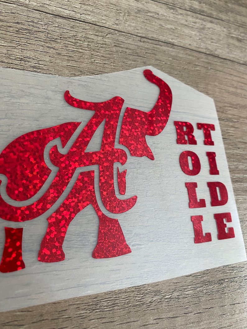 University of Alabama Crimson Tide, Red Glitter a roll Tide Elephant Logo Decal - Etsy