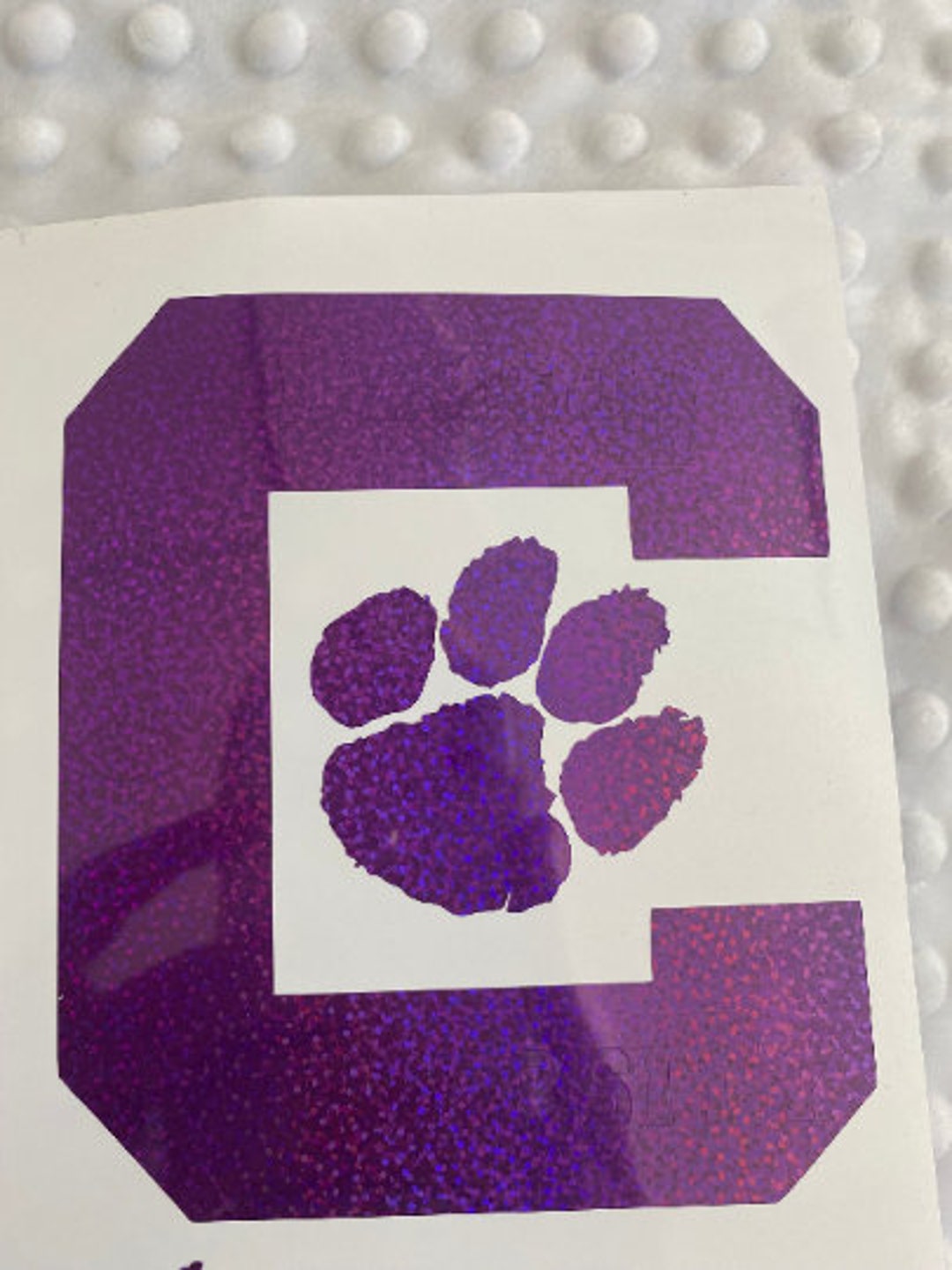 Clemson Purple Glitter c Logo Decal, Tiger Paw - Etsy
