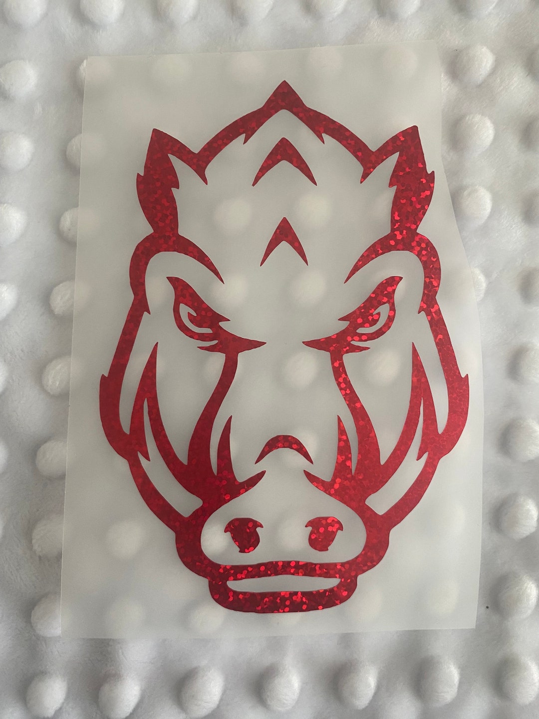 University of Arkansas Razorbacks, Red Glitter front Facing Logo Decal ...