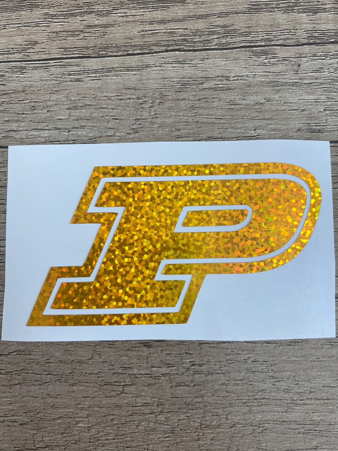 Purdue University Boilermakers, p Outline, Glitter Gold Logo Vinyl ...