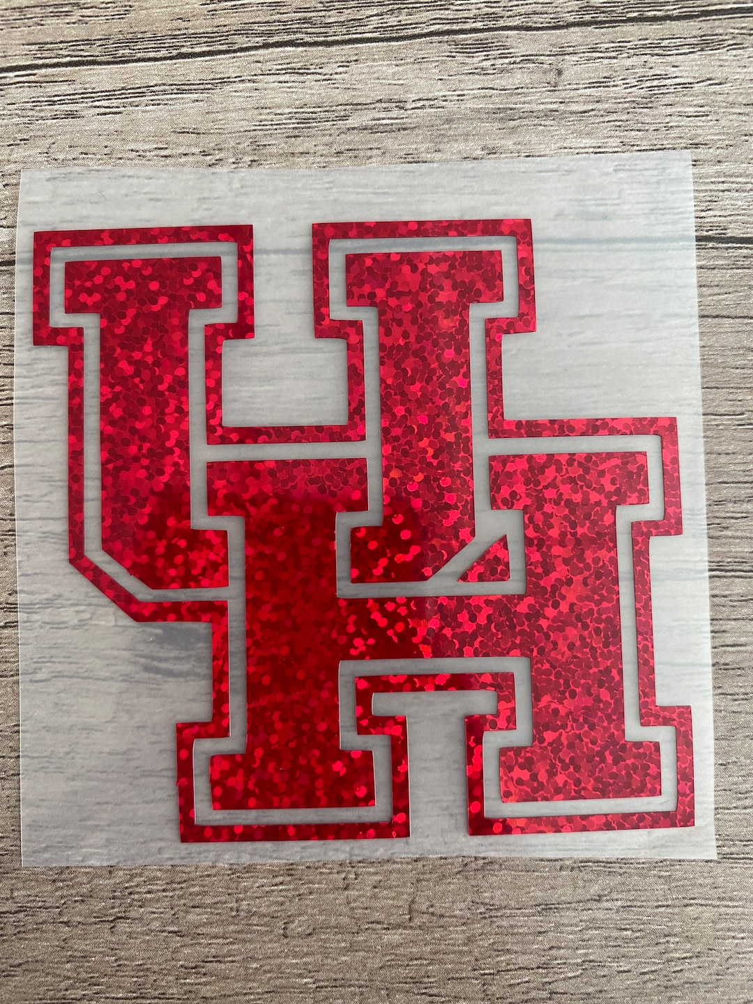 University of Houston, Cougars, UH Logo Outline, Red Glitter Vinyl ...