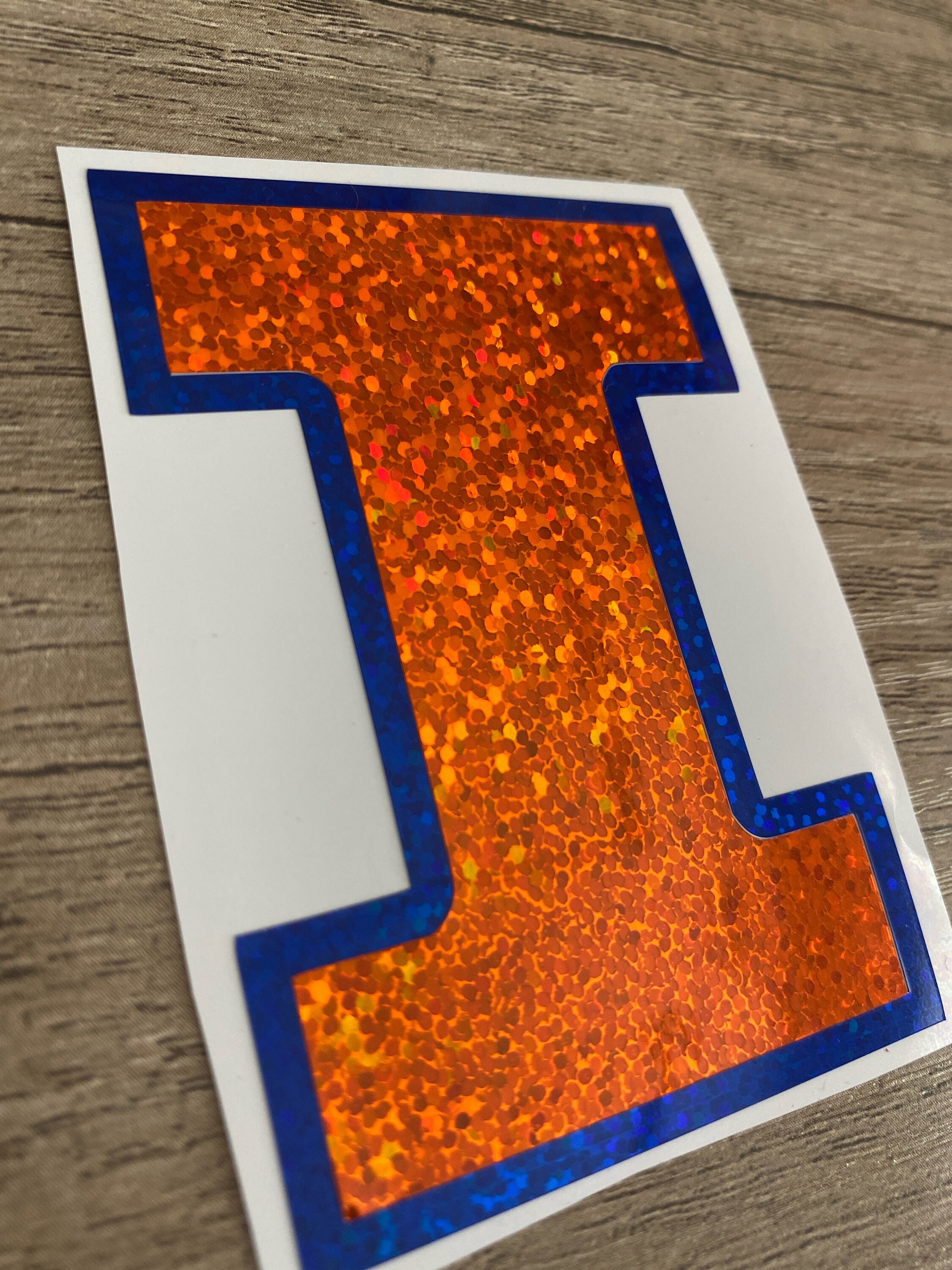 University of Illinois Fighting Illini Blue & Orange Glitter i Outline ...