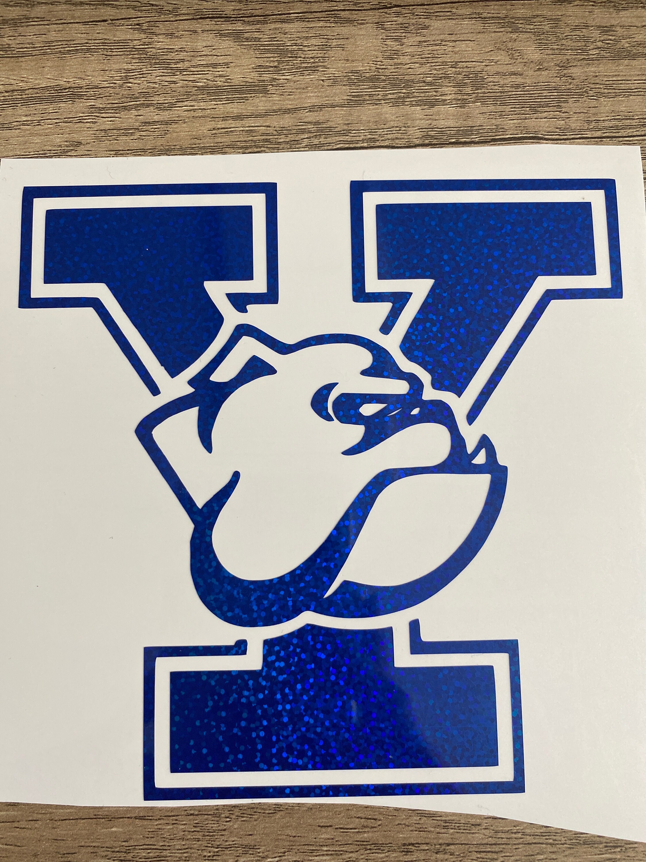 Yale University Bulldogs Blue Glitter y Outline Logo With Bulldog Vinyl ...