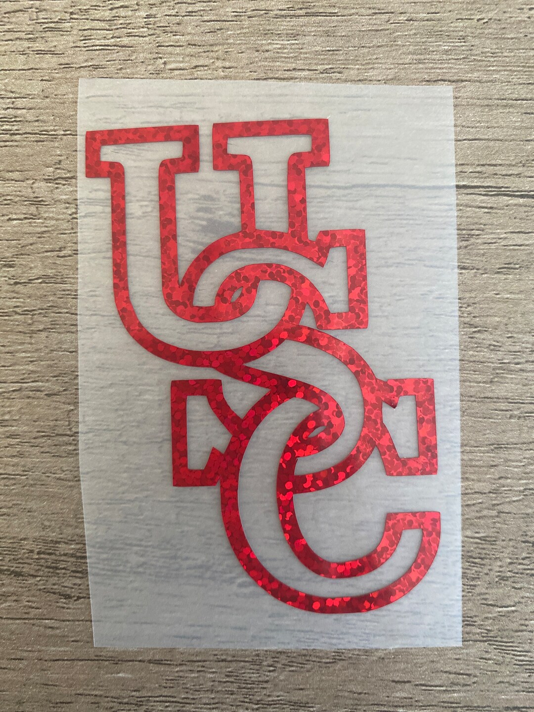 University of South Carolina USC Vertical Logo Outline Red Glitter ...