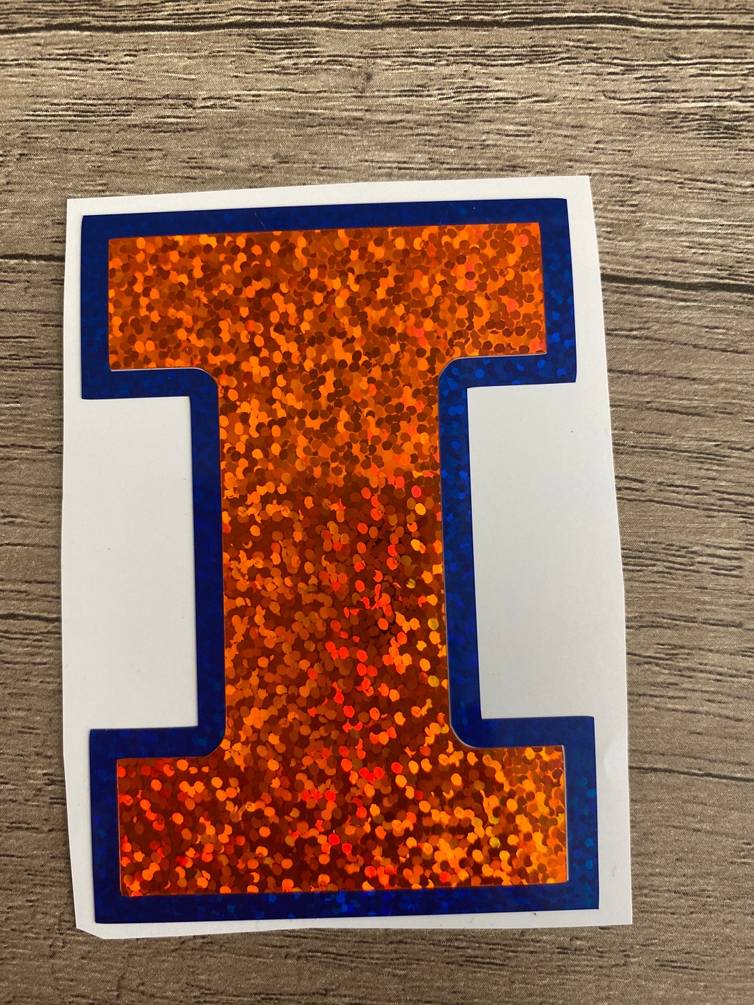 University of Illinois Fighting Illini Blue & Orange Glitter i Outline ...