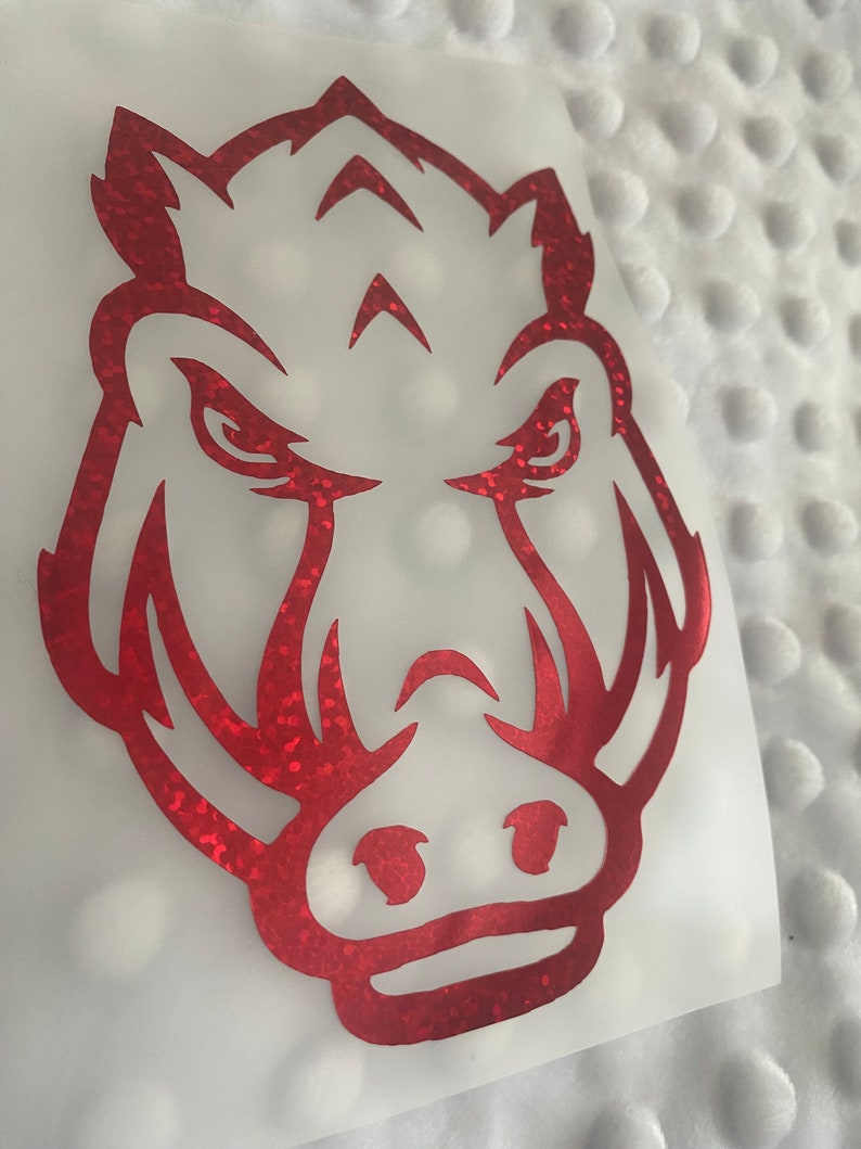 University of Arkansas Razorbacks, Red Glitter front Facing Logo Decal ...