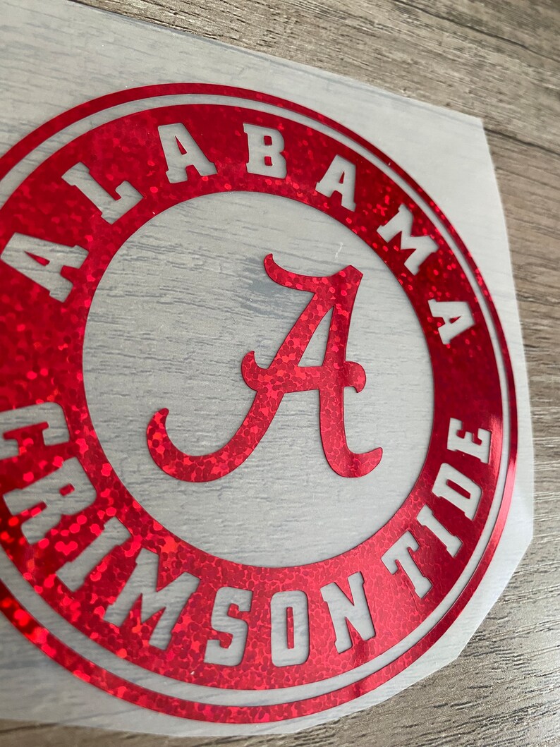 University of Alabama Crimson Tide, Red Glitter Circle Logo Decal - Etsy