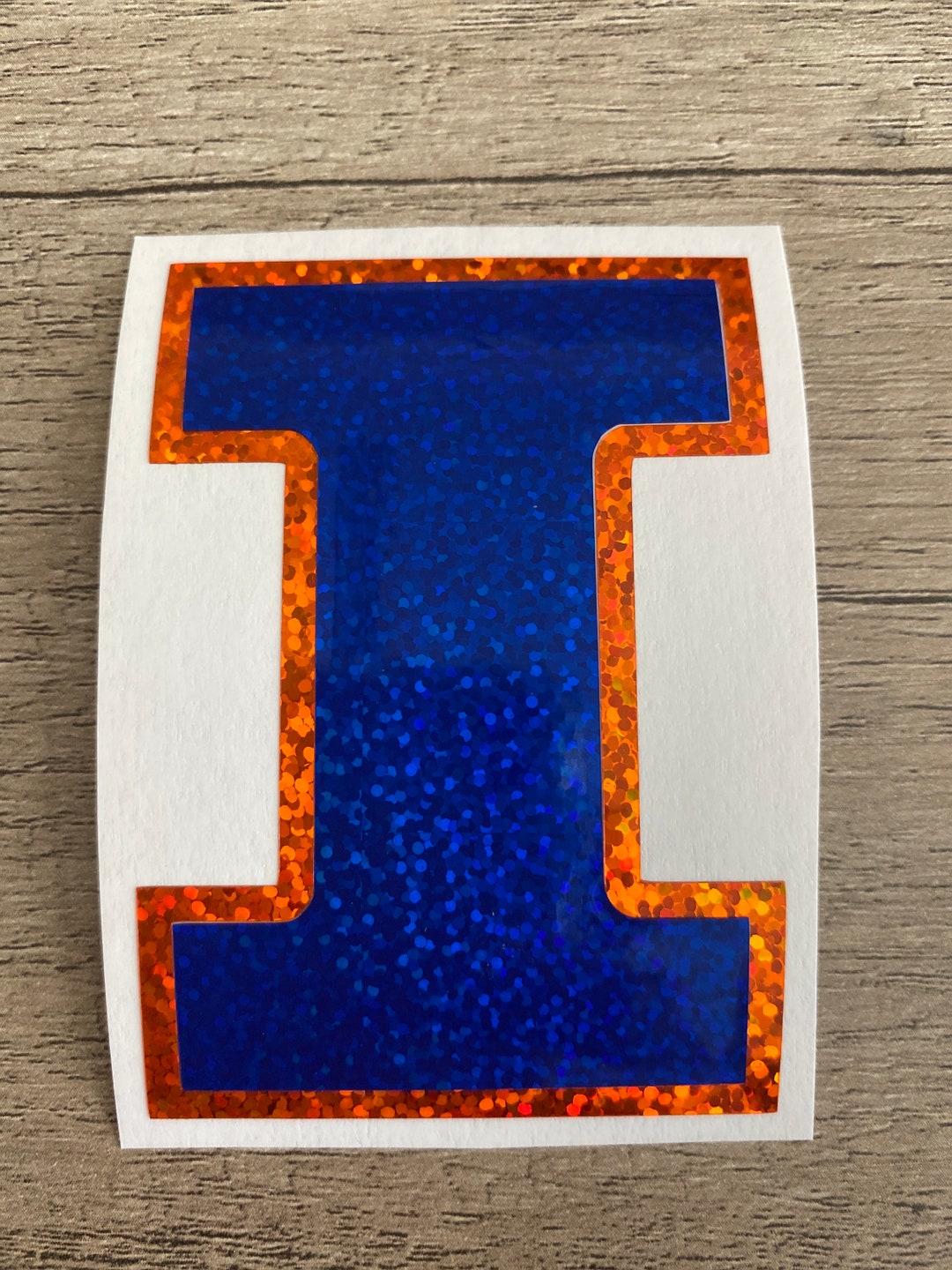 University of Illinois Fighting Illini Blue & Orange Glitter i Outline ...