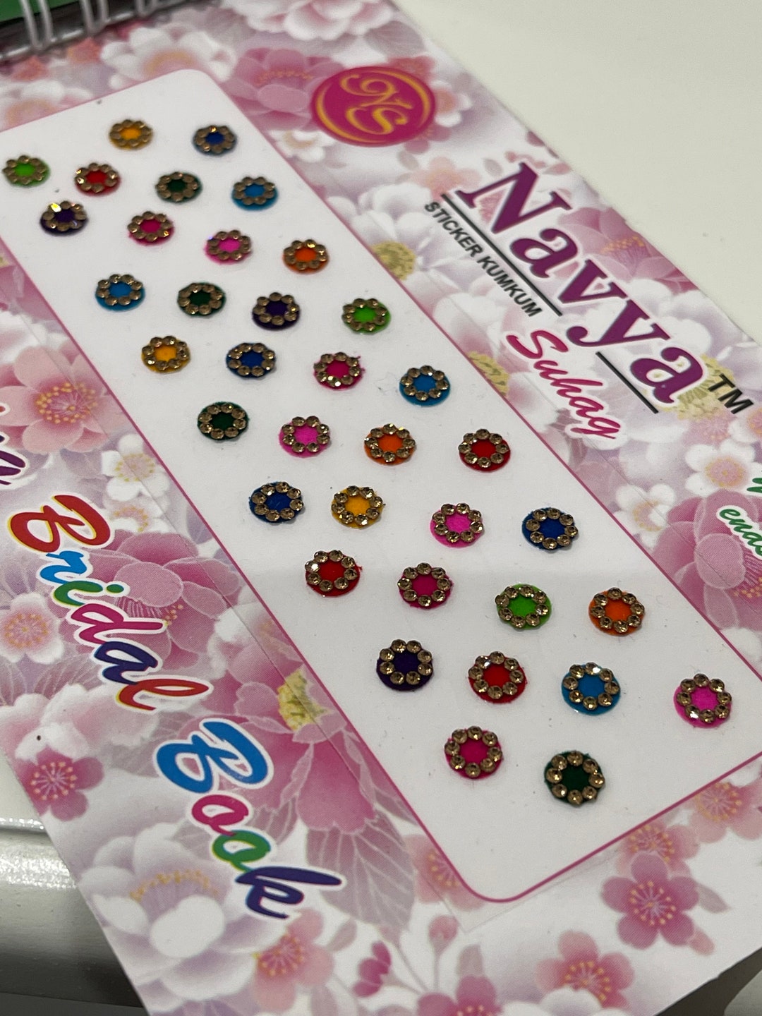 Asian/indian Multicoloured Bindi Book With Gemstones and Plain Velvet. Bindi Booklet With 360 ...