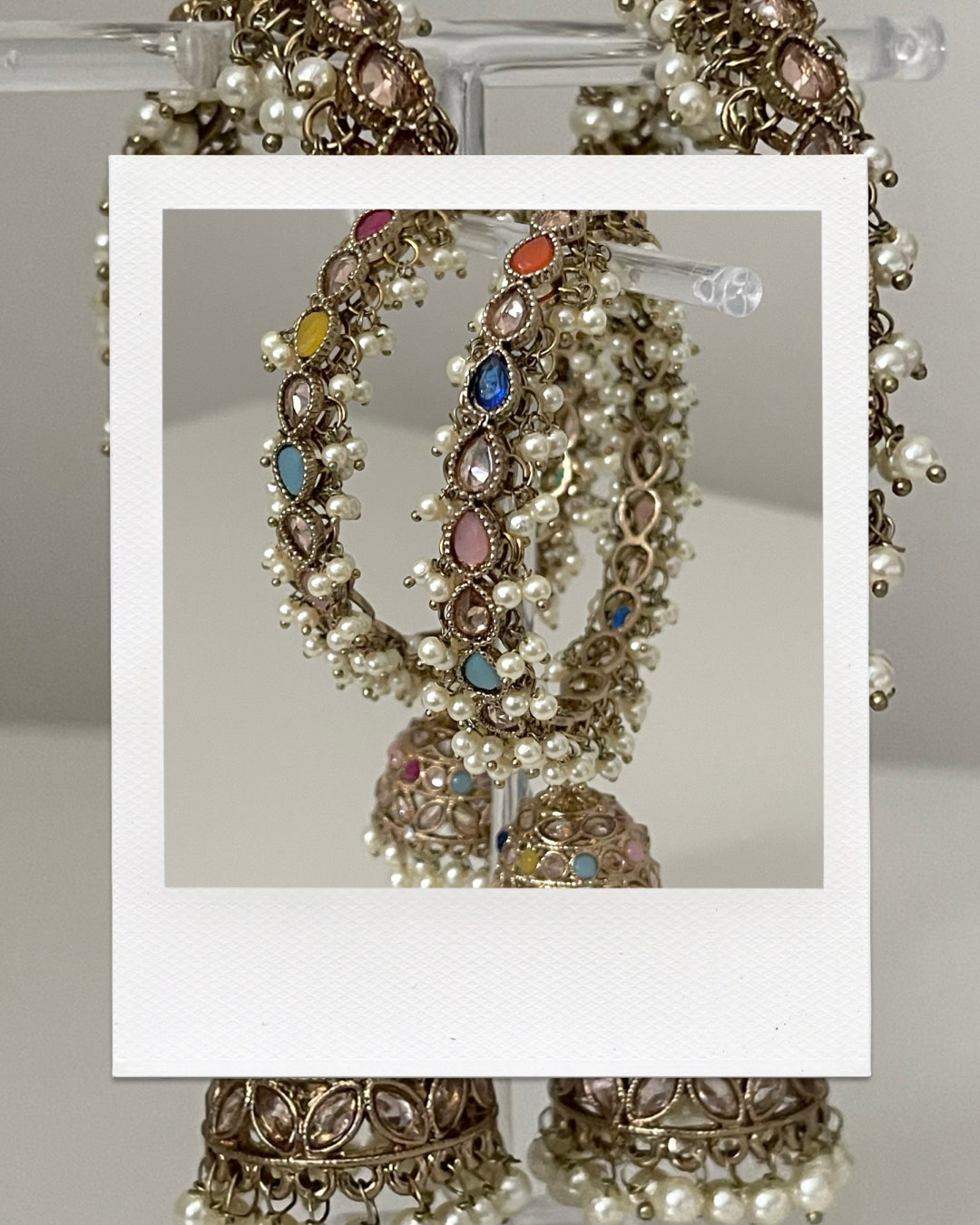 Multicoloured Pair of Jhumka/ Jhumki Gold Indian Bangles. Jhumki ...
