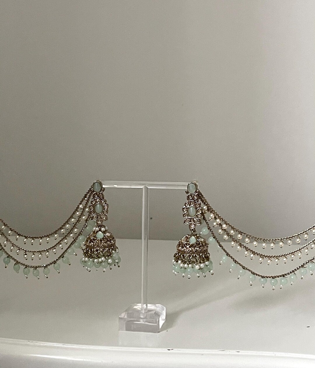 Indian Mint Jhumka and Sahara Chain Earrings. Indian Jhumka & Ear Chain ...
