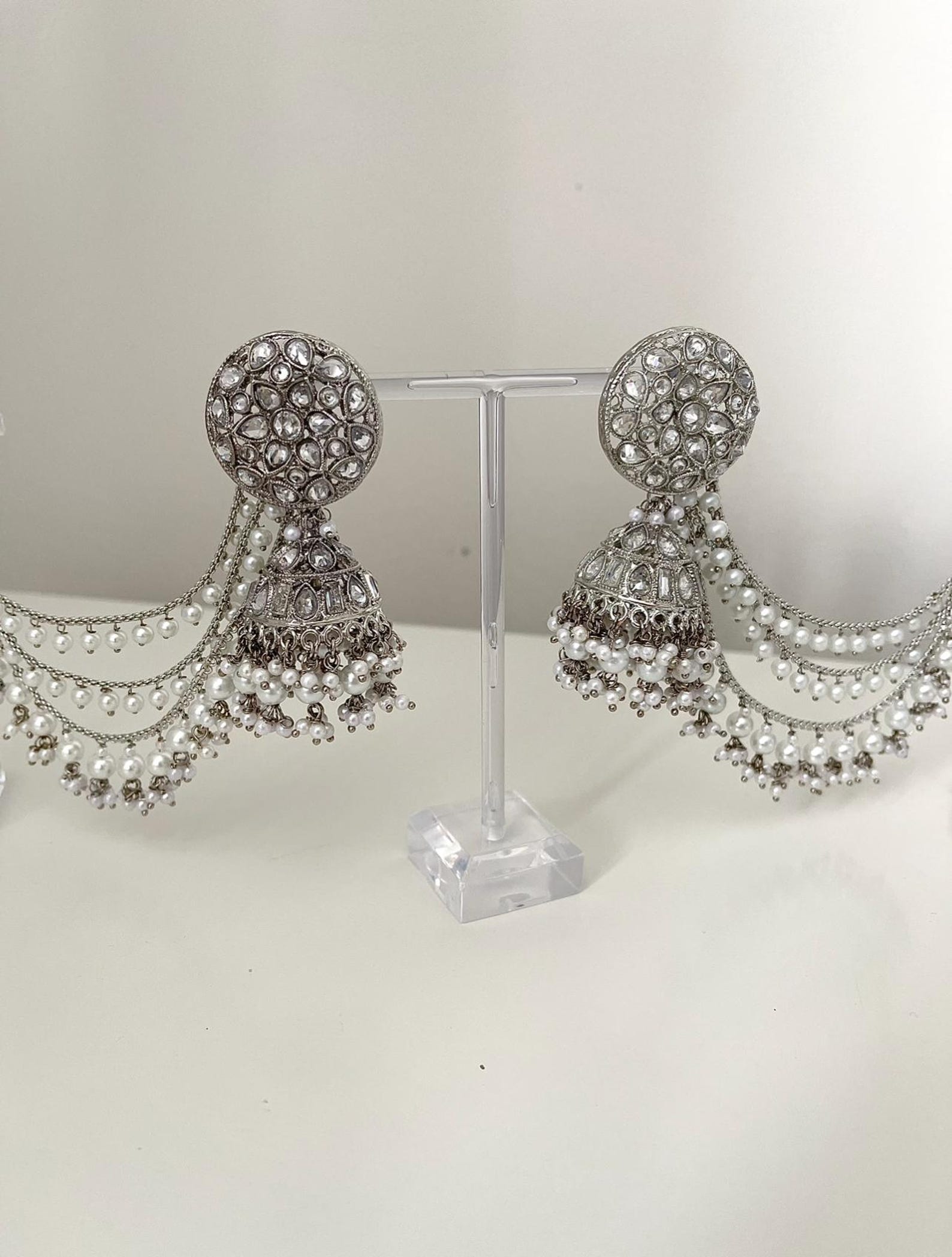 Indian Silver Jhumka and Sahara Chain Earrings. Indian Jhumka & Ear ...