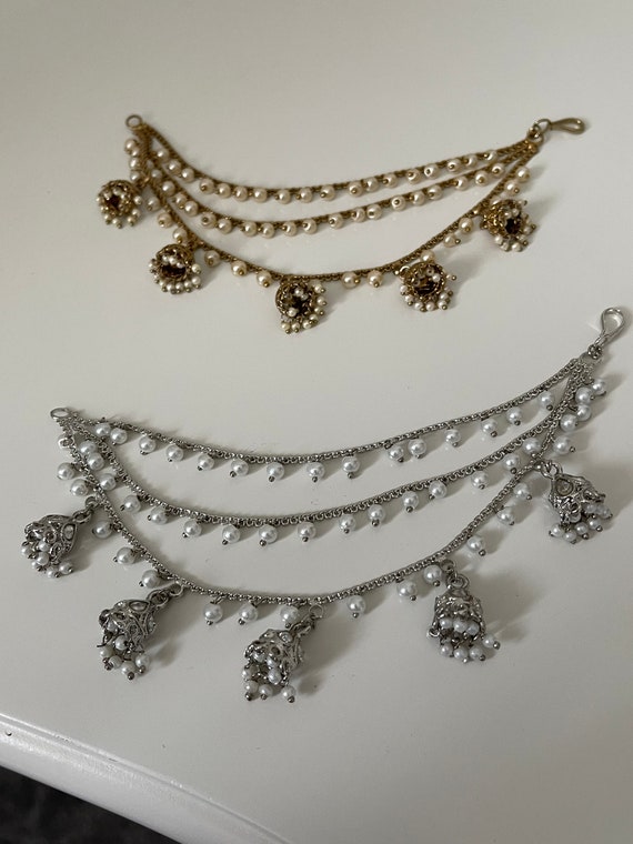 Ear Chain/ Sahare/ Pearl Kaaba Chain / Earring Support Chain/ | Etsy