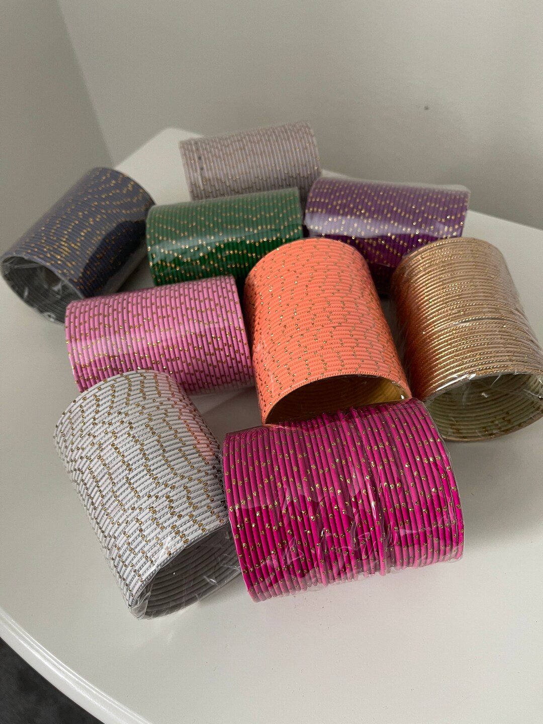 Plain Gold Dot Metal Bangles in 36 Pack. Choora or Choori Set - Etsy