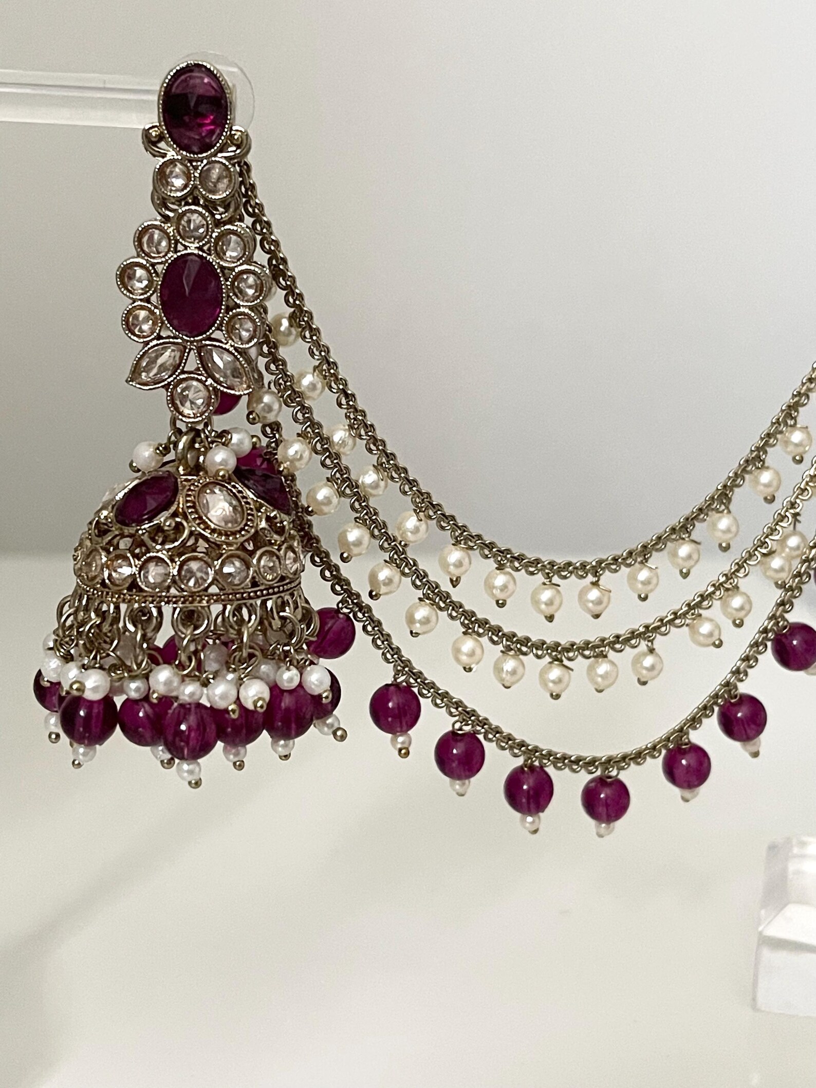 Indian Purple Jhumka and Sahara Chain Earrings. Indian Jhumka & Ear ...