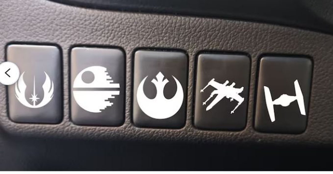 Set of 5 Blank Car Buttons Decal Empty Dash Button Stickers Funny ...