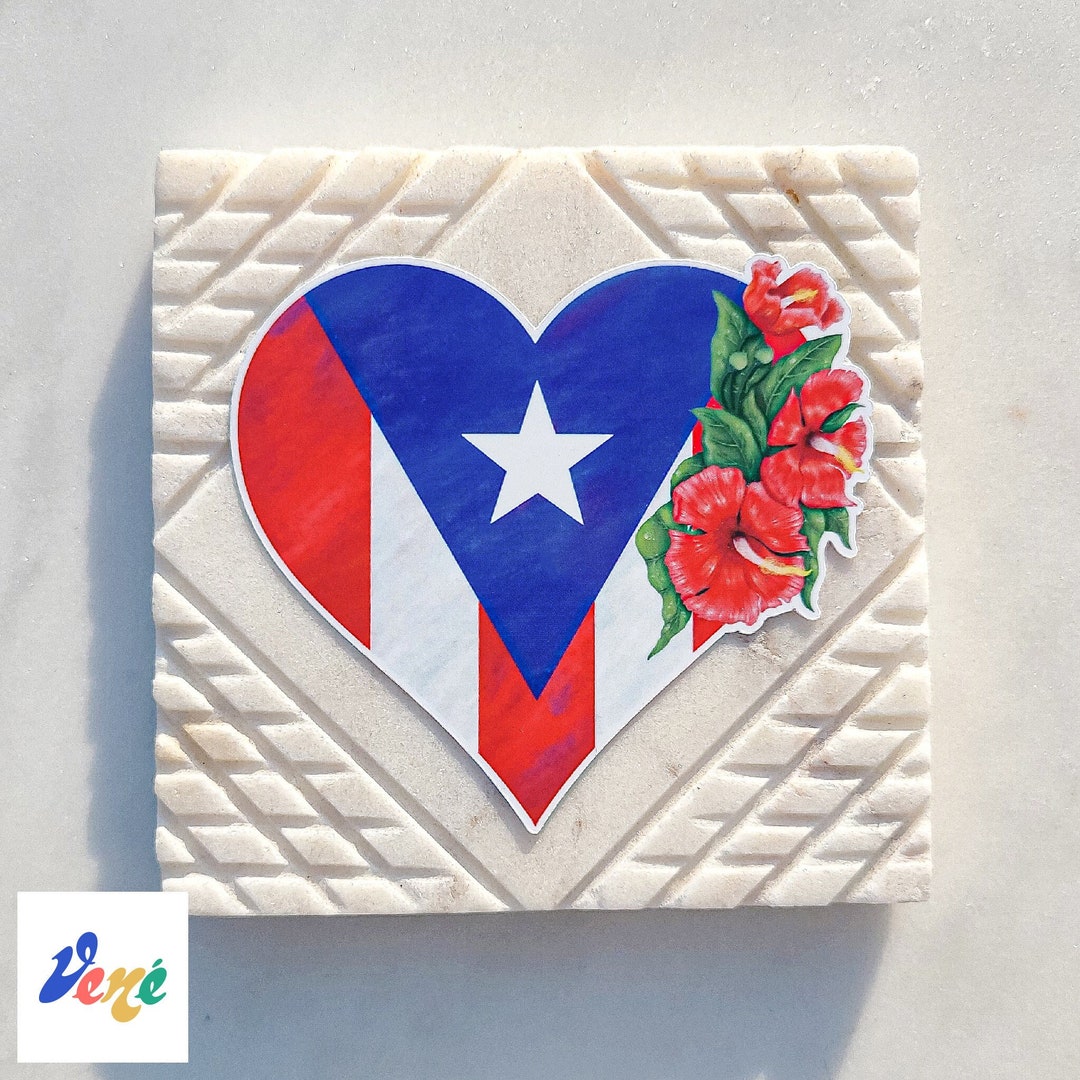 Corazón de la bandera de Puerto Rico Pegatina - Etsy México