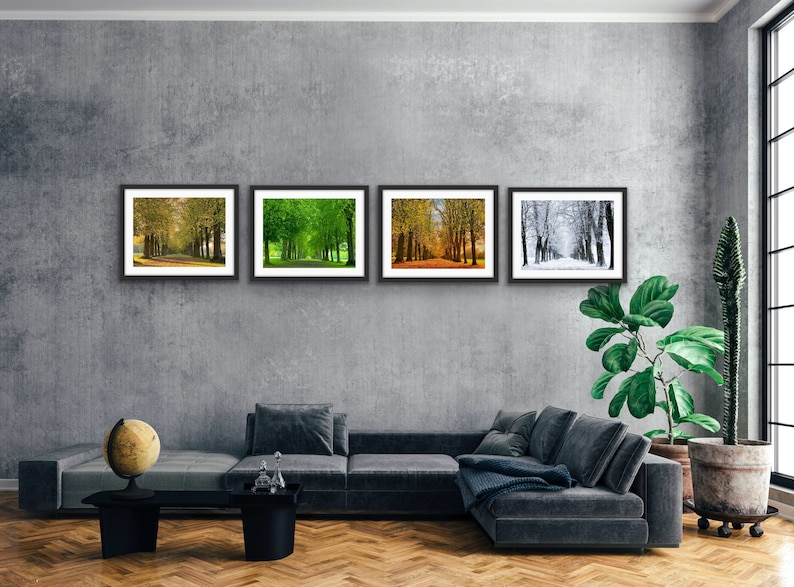 4 Seasons Digital Wall Art Set INSTANT DOWNLOAD, Tree Lined Avenue ...
