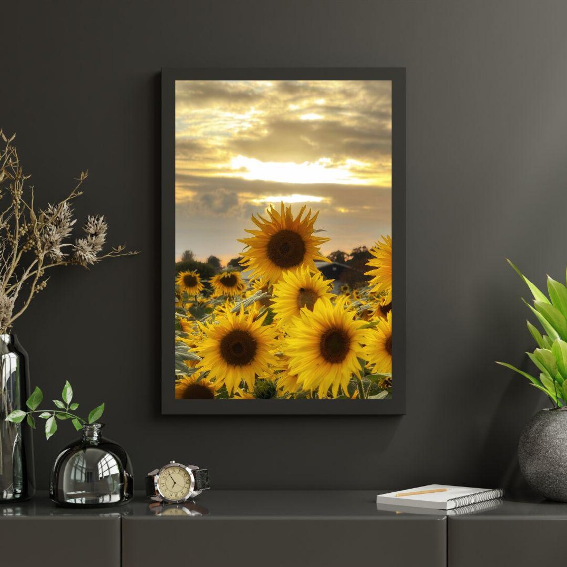 Sunflowers & Sunset Instant Download, Photograph, Digital Wall Art to ...