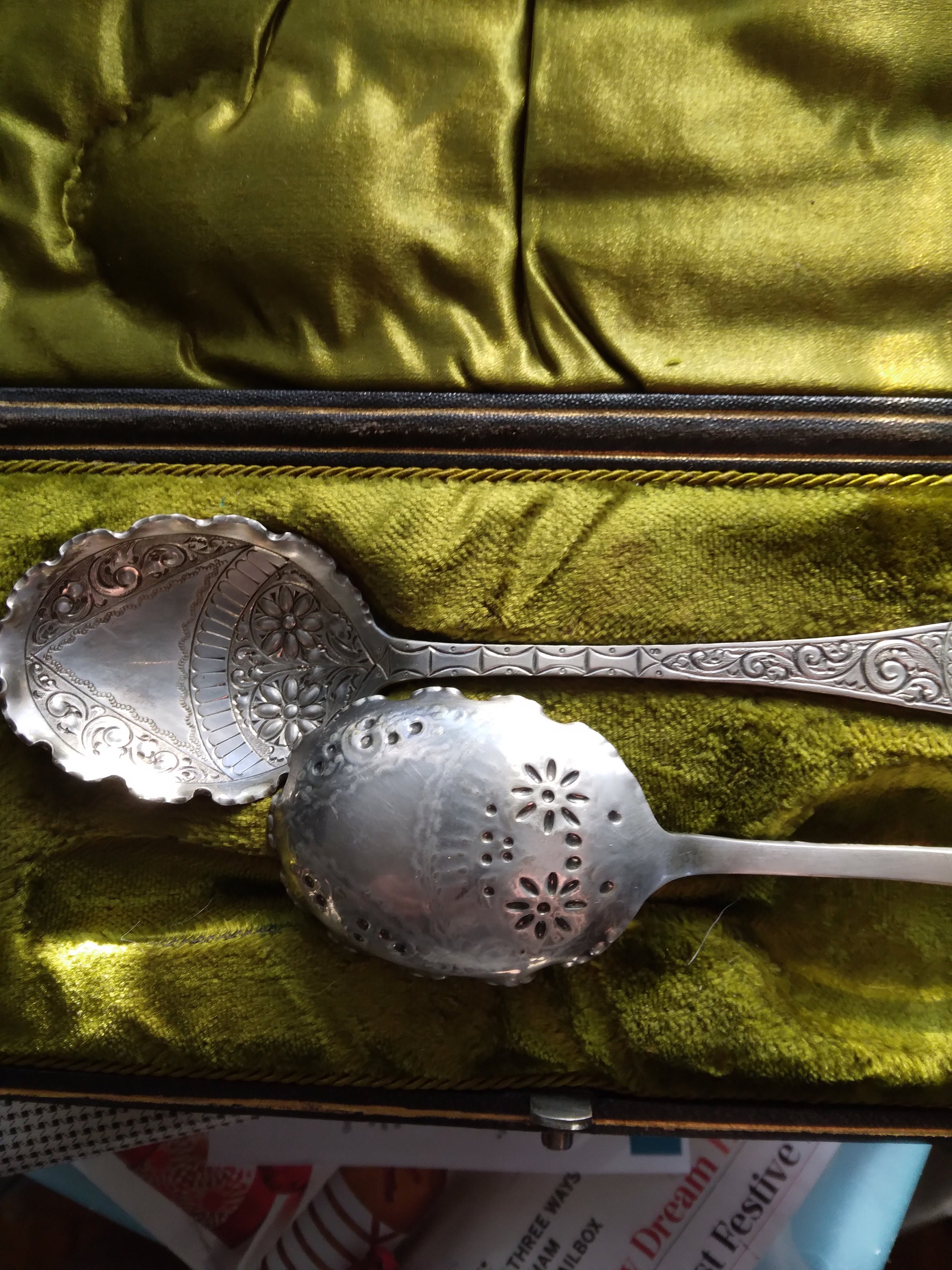Pair of Hand Chased Victorian Jam Spoons Original Case C. 1870 - Etsy