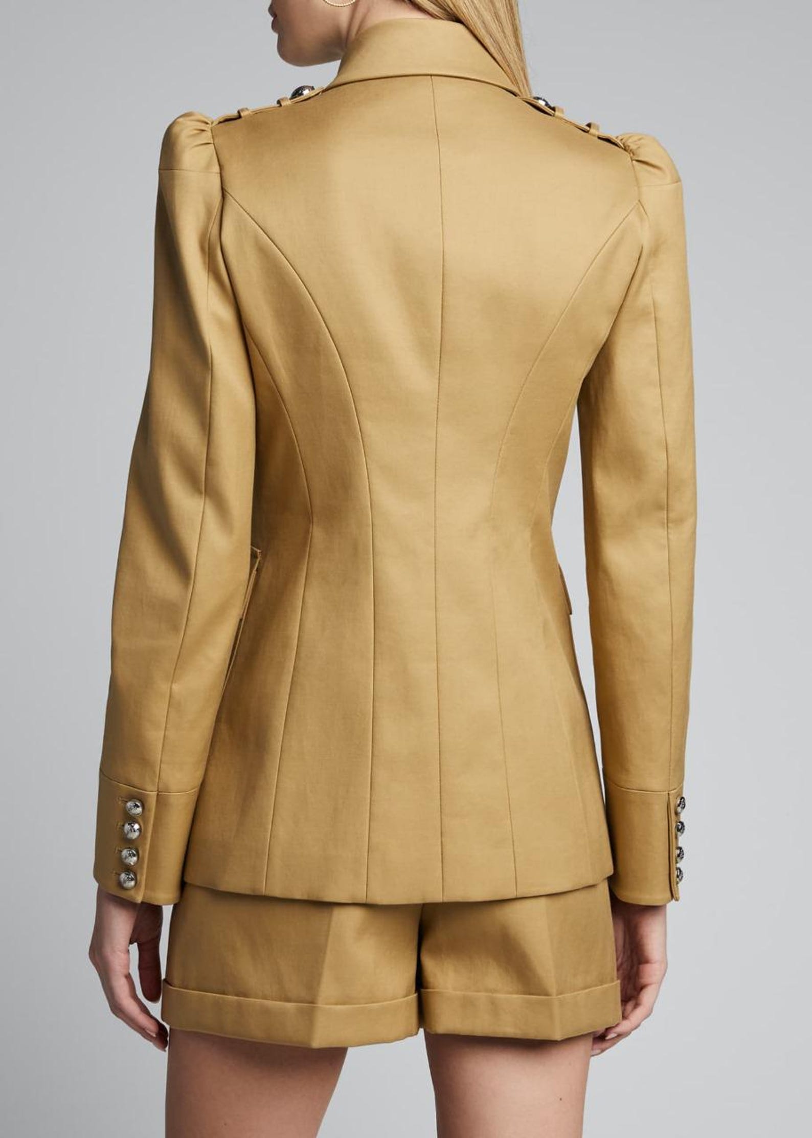 Camel Womens Military Blazer , Cotton Commander Jacket, Officer Pelisse ...