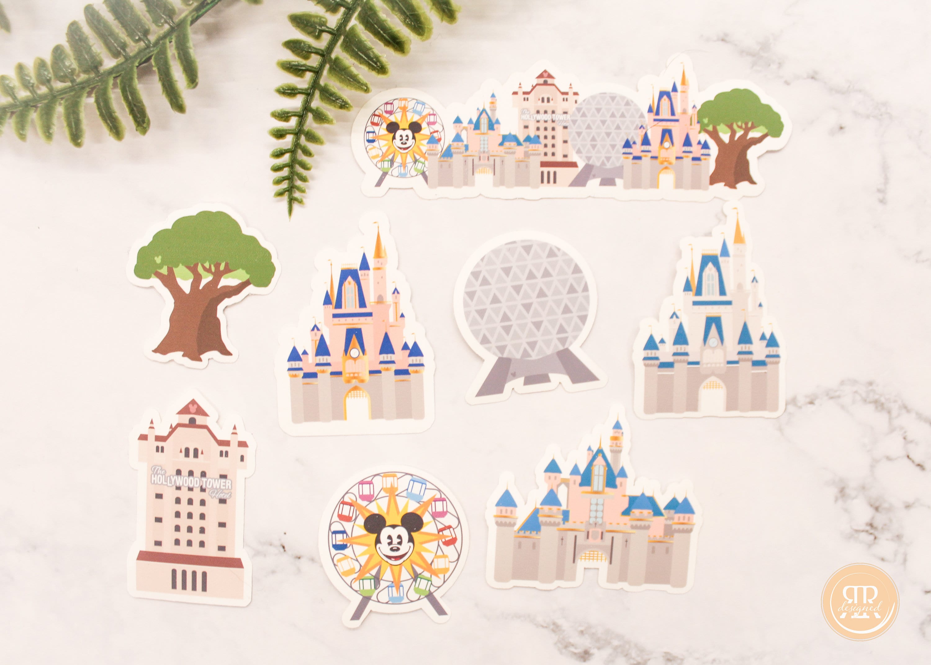 Disney Park Icons Waterproof Matte Stickers Rrdesigned/rr - Etsy UK