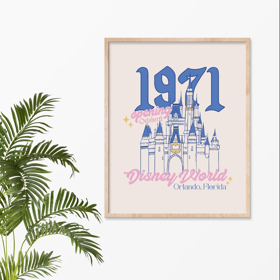 1971 Opening Day Castle Digital Print | Hand Sketched, Disney World ...