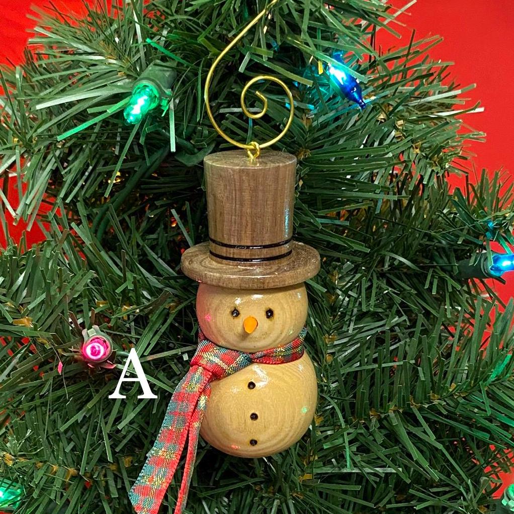 Hand Turned Wooden Christmas Snowman Ornament - Etsy