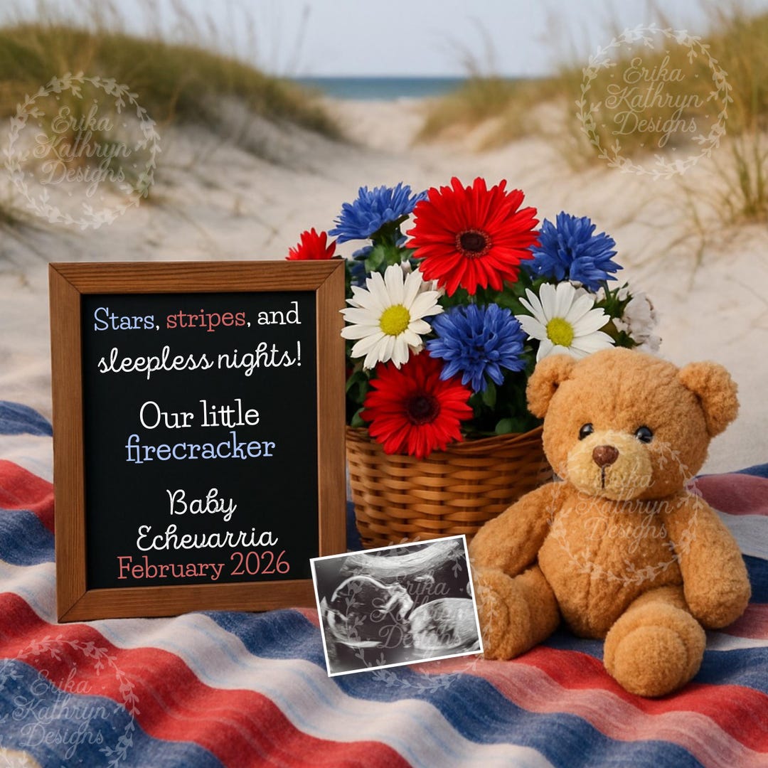 Little Firecracker Pregnancy Announcement | Fireworks Patriotic 4th of ...