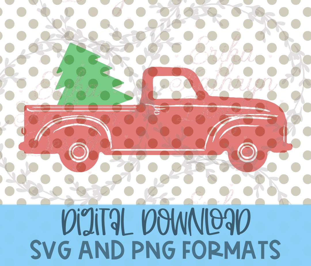 Christmas Vintage Truck Clip Art SVG | DIGITAL DOWNLOAD Design for ...