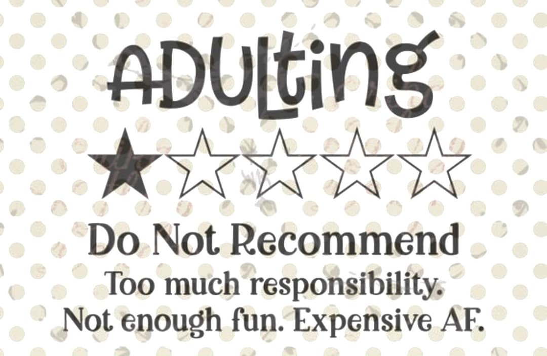 Adulting 1 Star SVG | Personal and Commercial Use | Funny Design for ...
