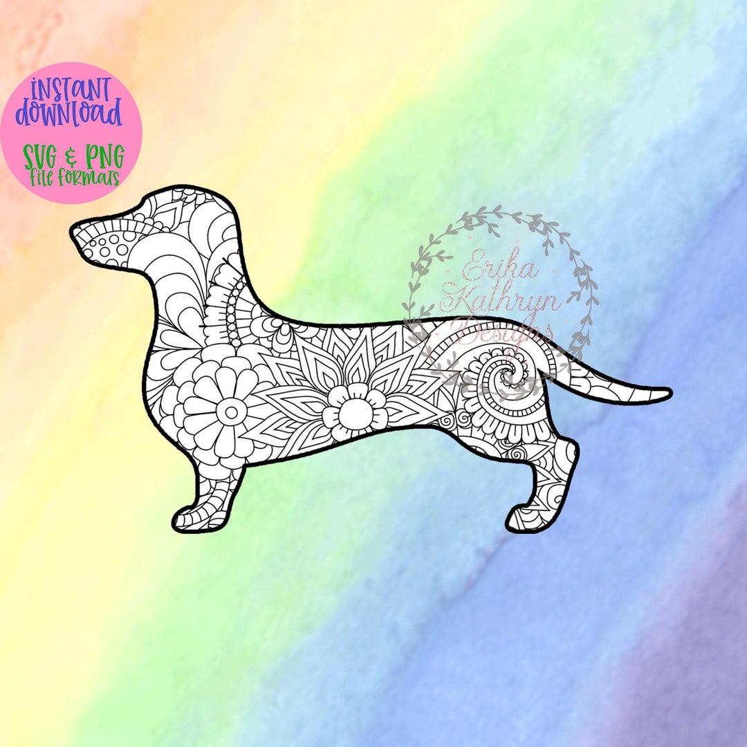 Dachshund Floral Mandala SVG - Etsy