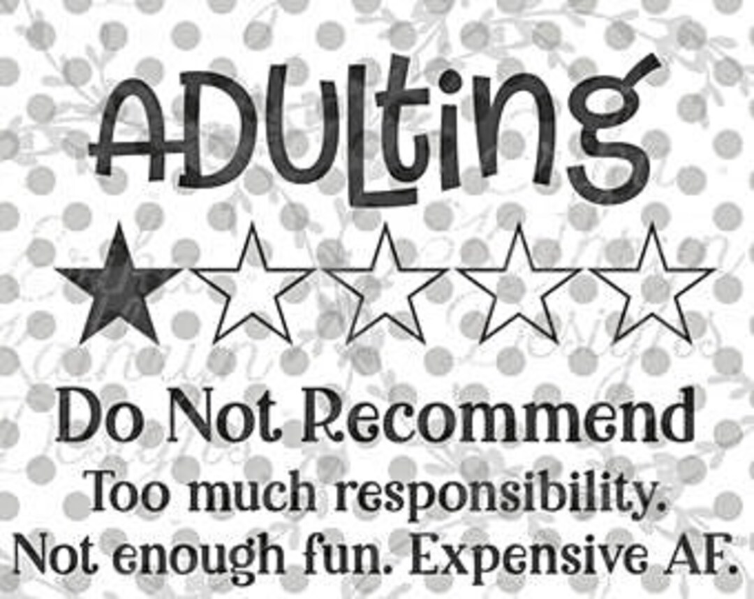 Adulting 1 Star SVG | Personal and Commercial Use | Funny Design for ...