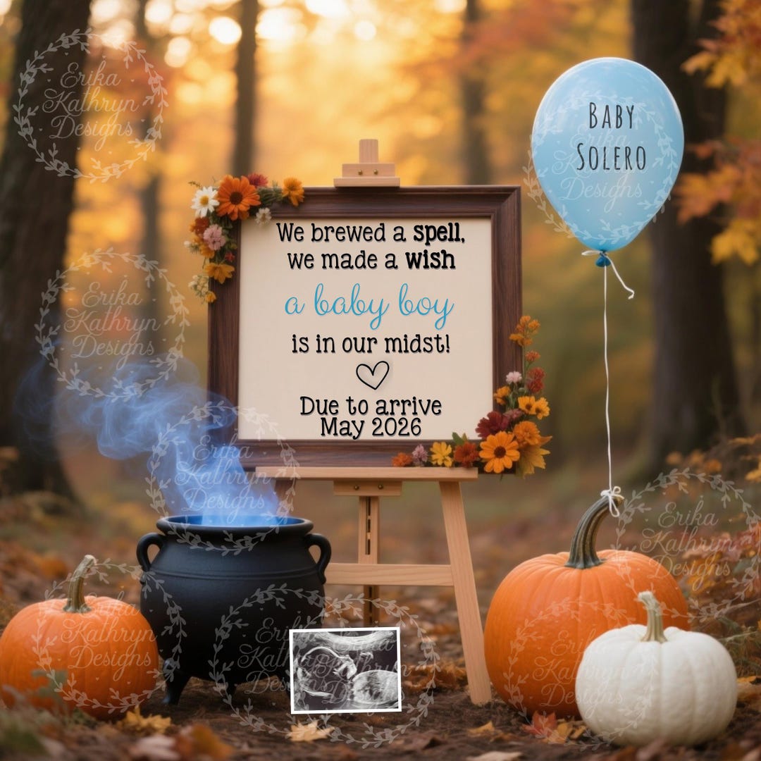 It's a BOY Halloween Cauldron Pregnancy Announcement | DIGITAL Gender ...