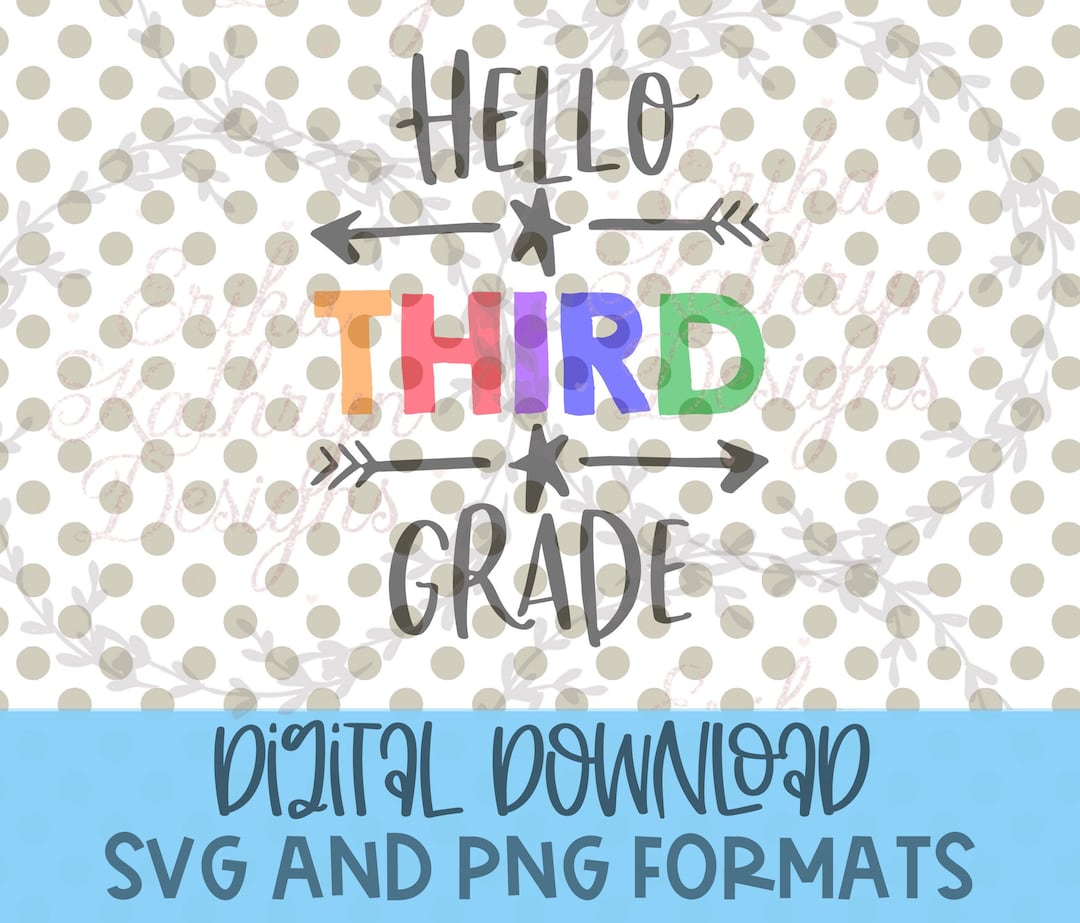 Hello Third Grade SVG | Back to School Design | Personal or Commercial ...