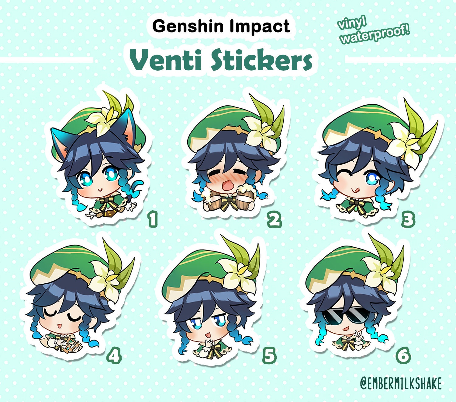 Embellishments Stickers Venti Sticker Genshin Impact etna.com.pe