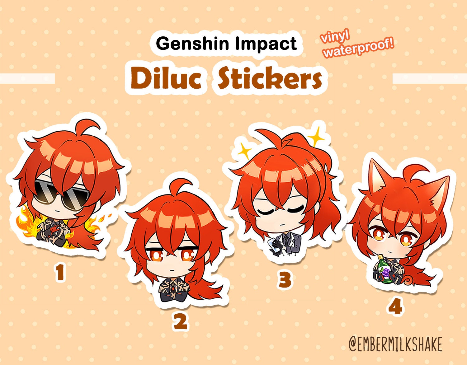 DILUC Stickers Genshin Impact - Etsy Singapore