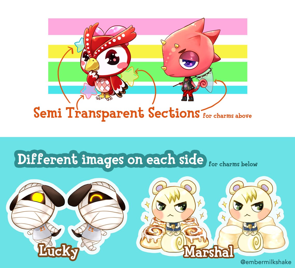 Animal Crossing Holographic Double Sided Acrylic Charms - Etsy