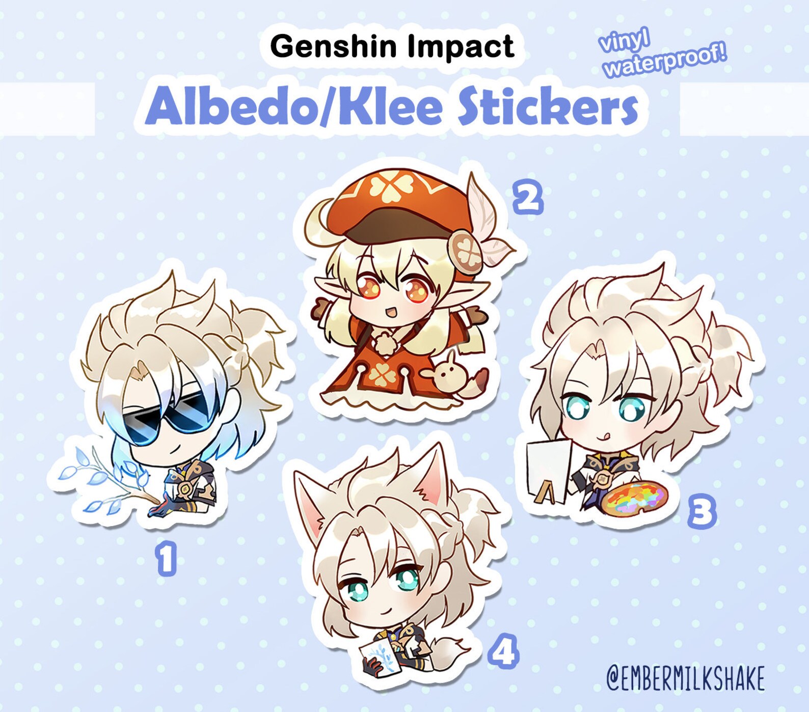 ALBEDO & KLEE Stickers Genshin Impact - Etsy