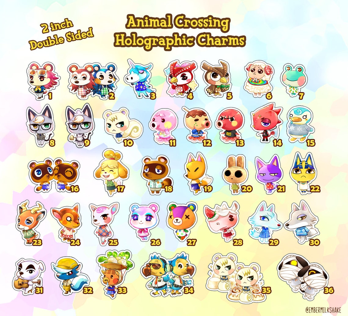 Animal Crossing Holographic Double Sided Acrylic Charms - Etsy