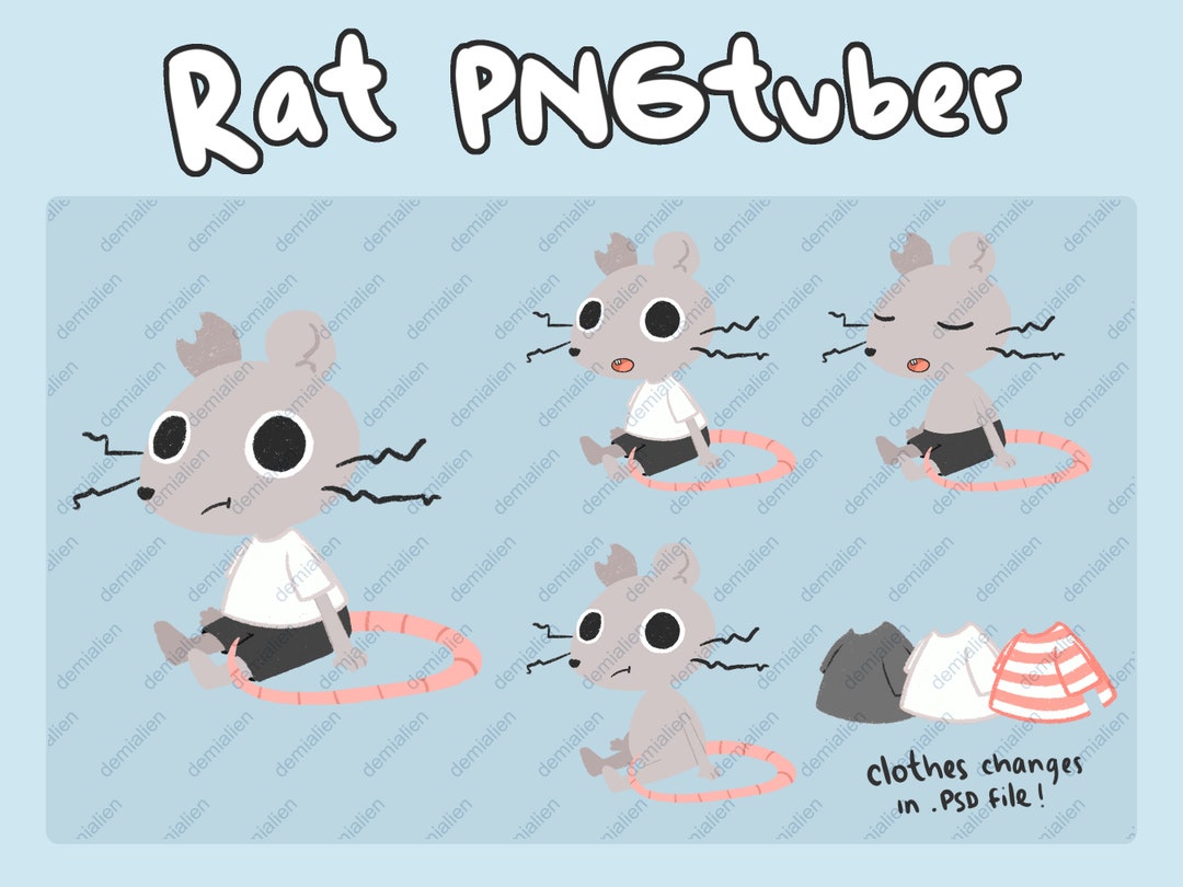 Premade Voice Reactive Crayon Rat Pngtuber Model | Vtuber / Twitch ...
